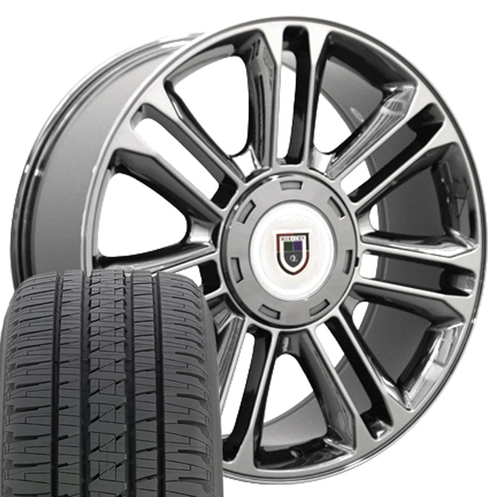 22 inch Chrome 5358 Wheels & Bridgestone Tires Fit GM Trucks - Cadillac ...