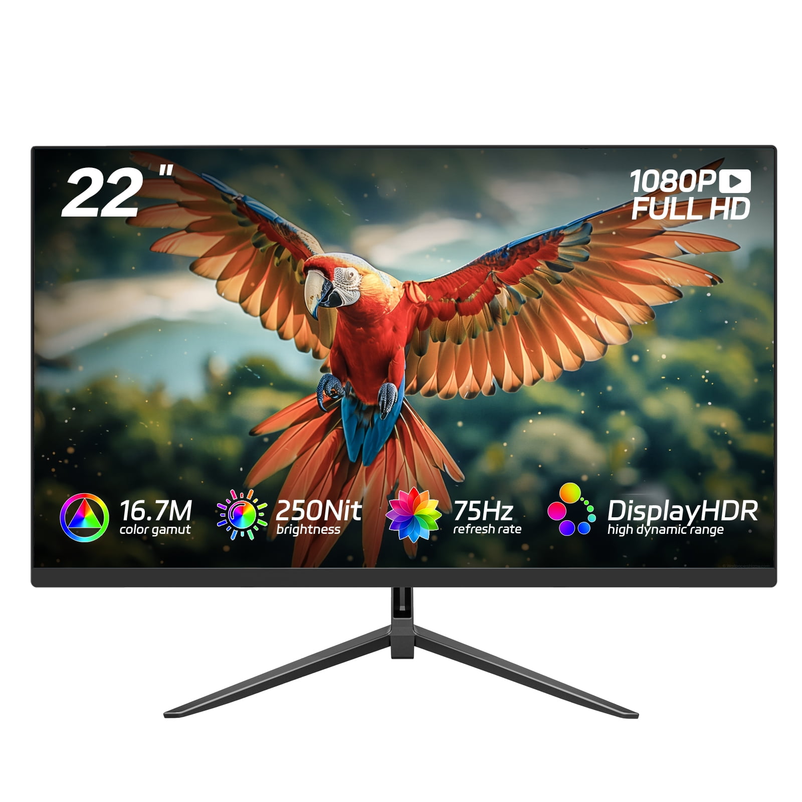 22 inch Computer Monitor FHD 1080P 75Hz with HDMI VGA Ports LED Monitor ...