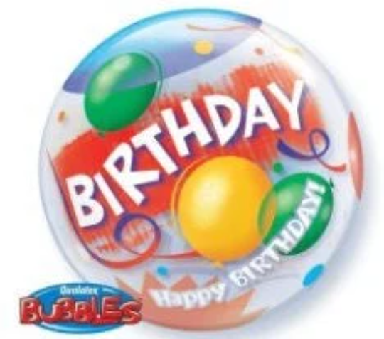 22 inch HAPPY BIRTHDAY BUBBLE Balloon • Long Lasting Bubble Round ...