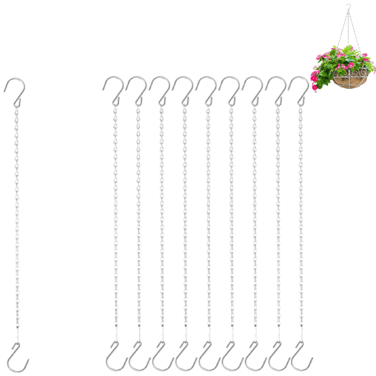 22 inch Long Hanging Chains for Plants, Sturdy Metal Mesh Hang Chains ...