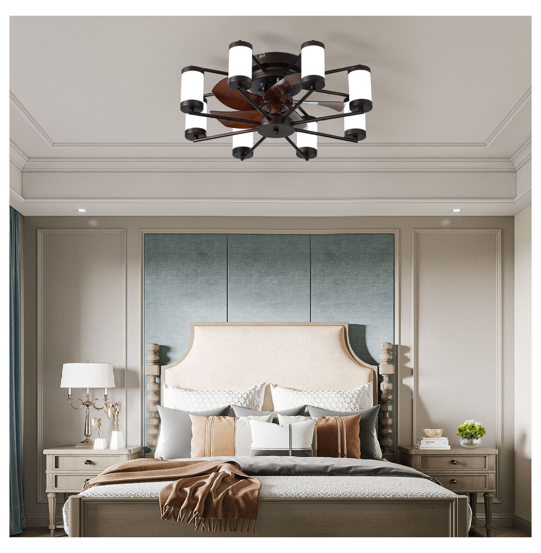 22-inch Modern Ceiling Fan with LED Light – 5-Blade Fan and Cylindrical ...