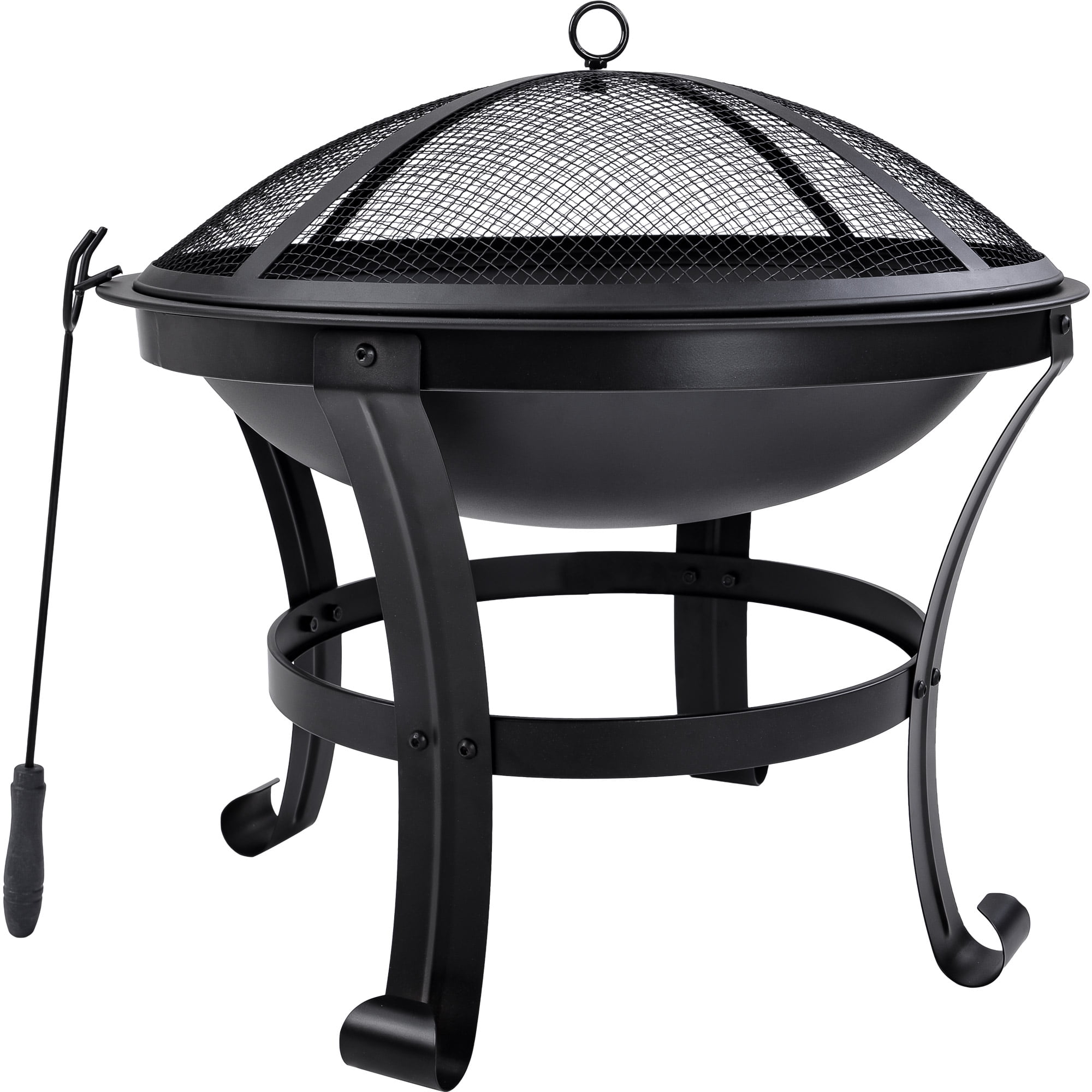 22-inch Outdoor Fire Pit, Wood Burning Fire Pit with Flame-Retardant ...