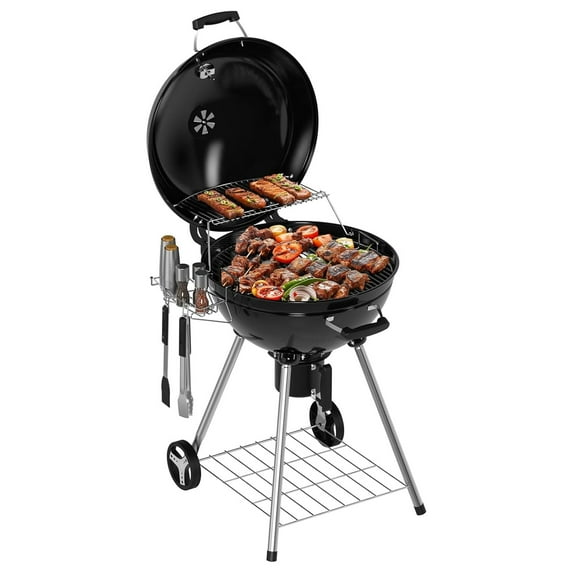 22 inch Premium Charcoal Grill, Kettle Barbecue and Smoker Grills 500 ...