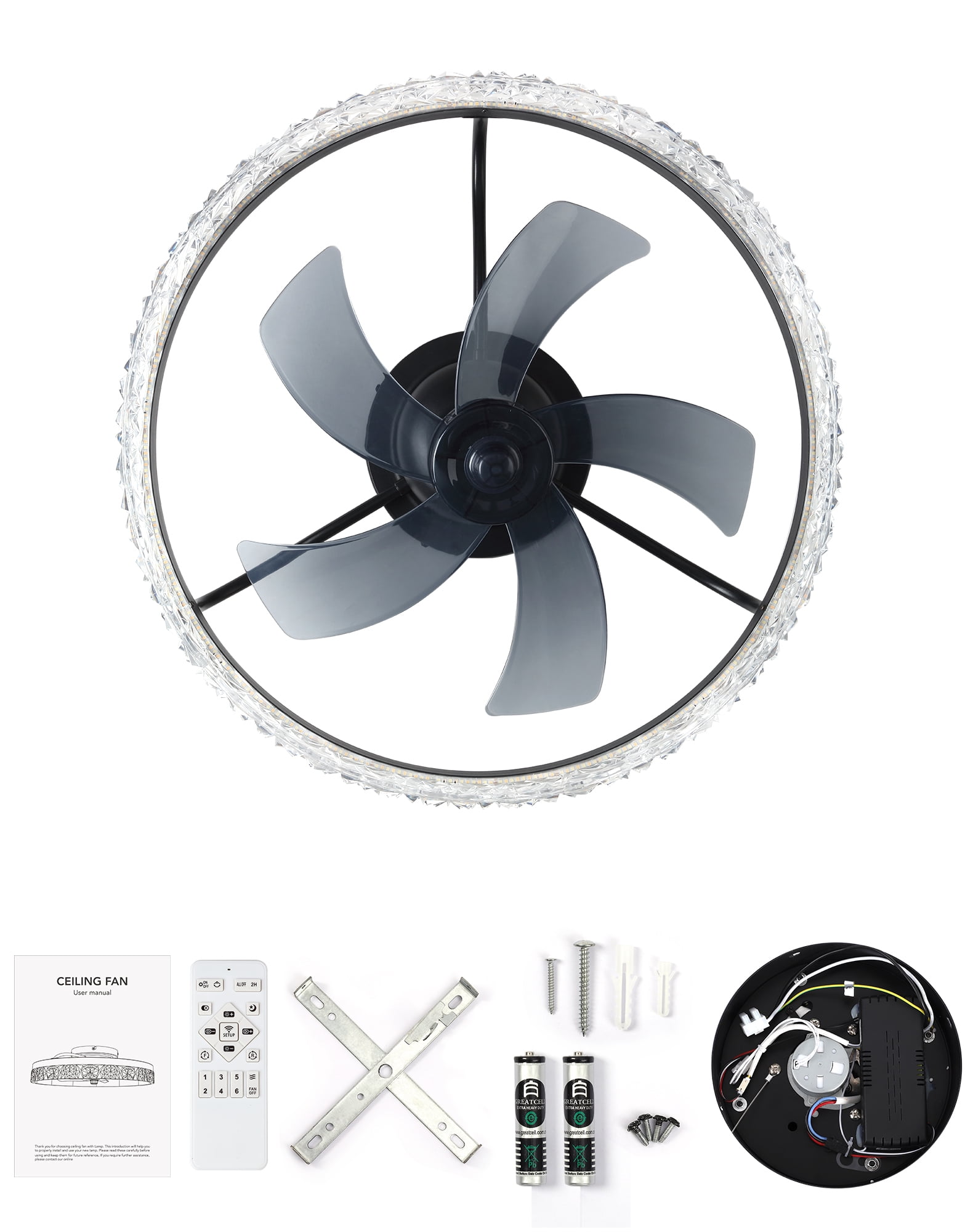 22 inch Smart Ceiling Fan with Lights, Modern Flush Mount Ceiling Fan ...