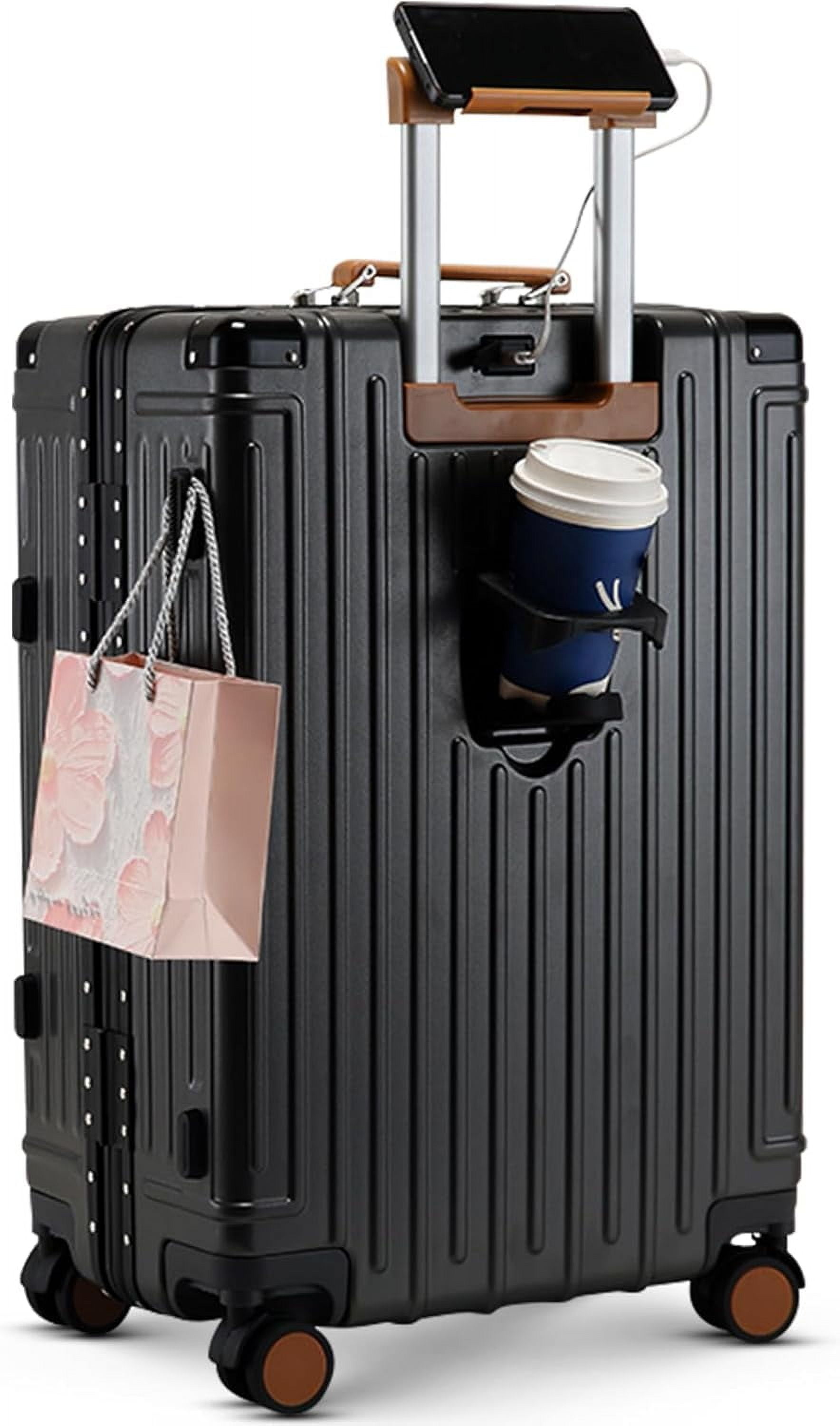 22 inch carry on luggage Durable Suitcase with Cup Phone Holder USB ...