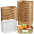 22 oz Brown Disposable Paper Food Containers with Lids, Meal Prep and ...