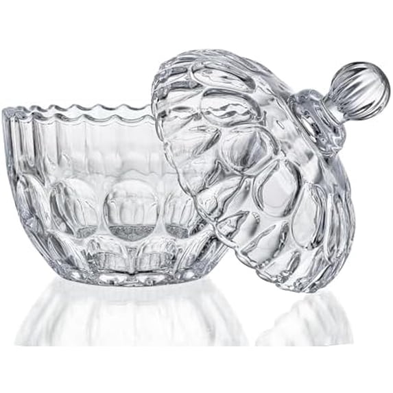 22 oz Large Candy Dish Glass Candy Jar with Lid Decorative Covered ...