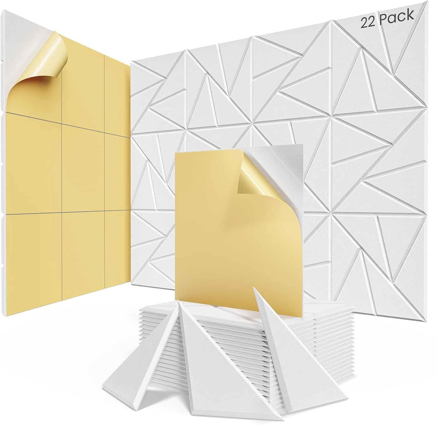 22 pack Acoustic Panels With Self-Adhesive, 12"X 12"X 0.4"Sound Proof ...