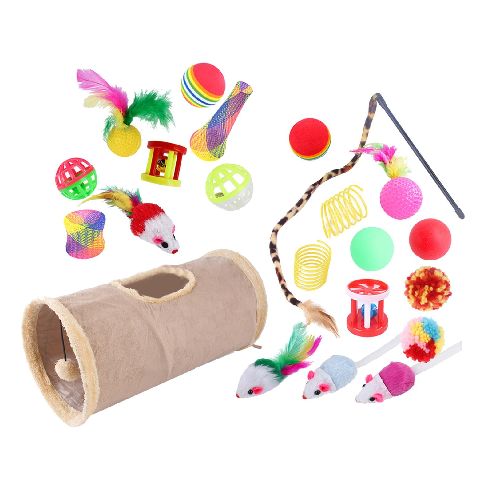 22 piece Cat Toys Kitten Toys Assortments Tunnel Mice Interactive ...