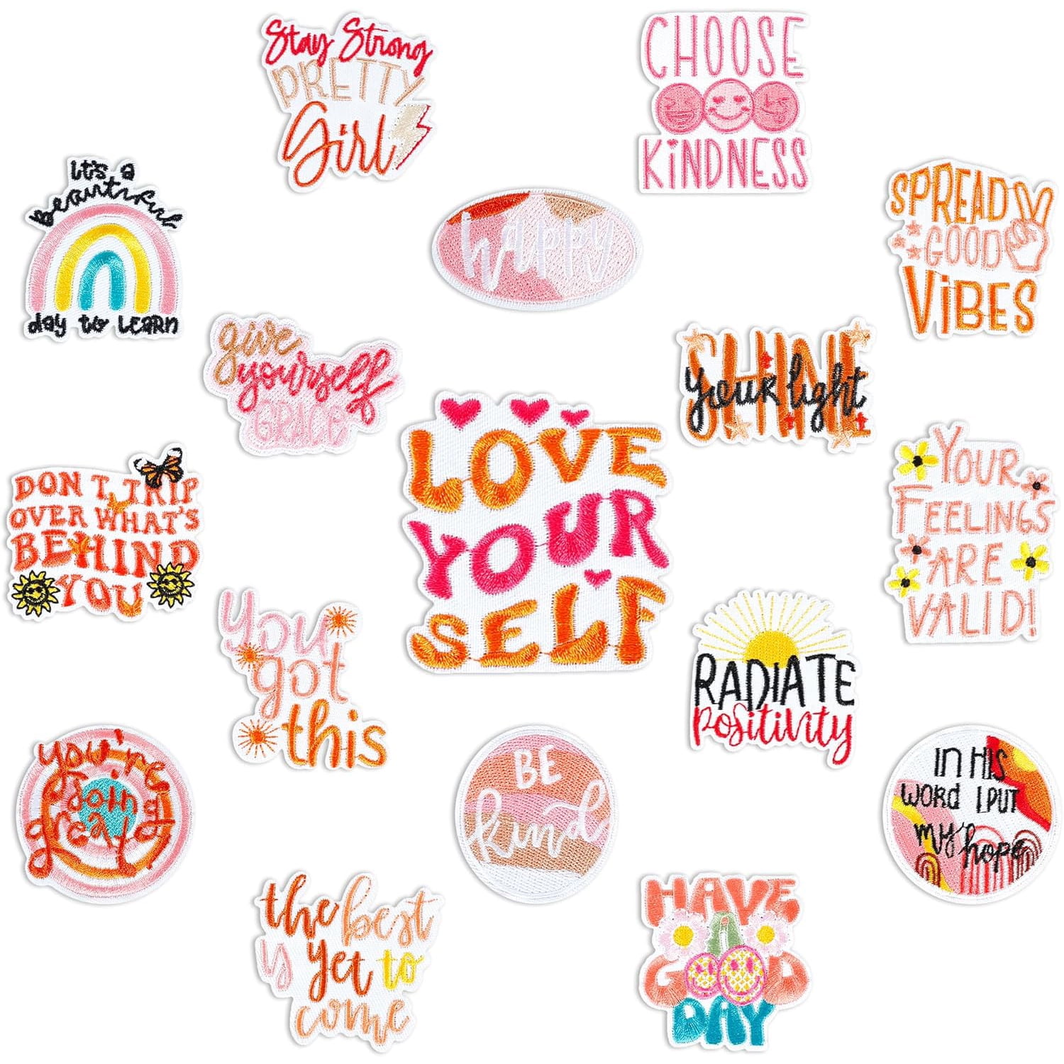 22 pieces of positive energy inspirational style hot stamping cloth ...