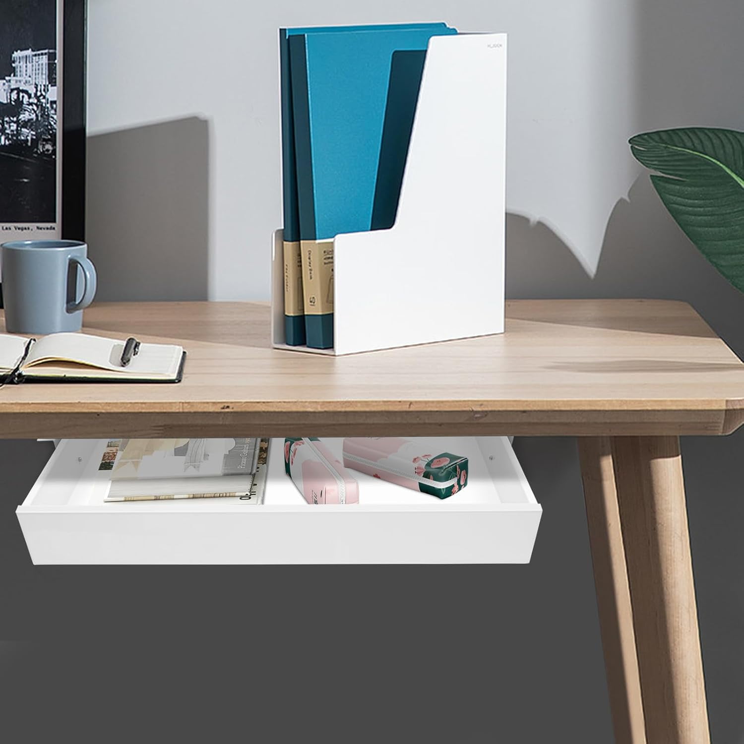 22” x 14” x 3” Under Desk Mounted Sliding Pull-out Drawer Storage ...