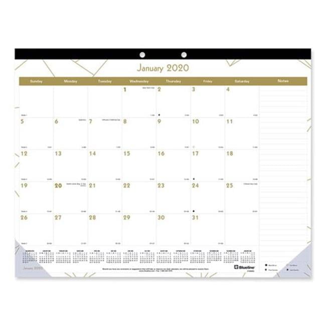 22 x 17 in. Gold Collection Monthly Desk Pad Calendar, Black Binding ...