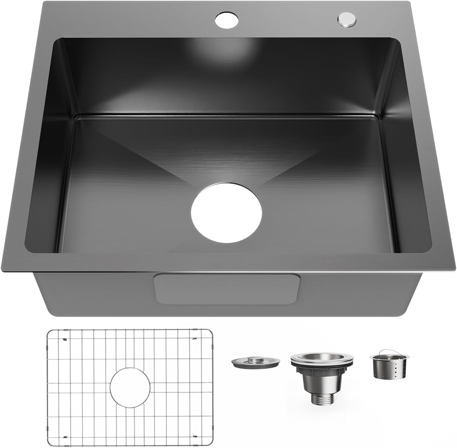 22" x 18" Drop in Kitchen Sink 304 Stainless Single Bowl Topmount Bar ...