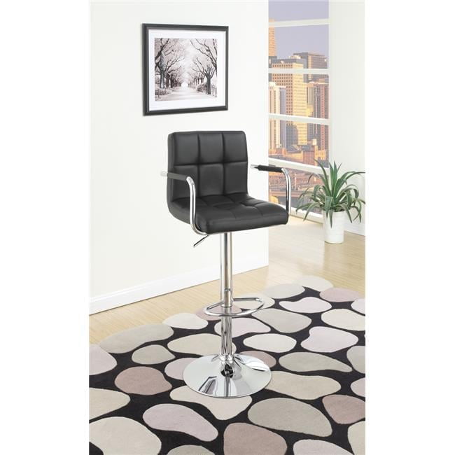 22 x 18 x 38-44 in. Adjustable Height & Swivel Barstool in Black Faux ...