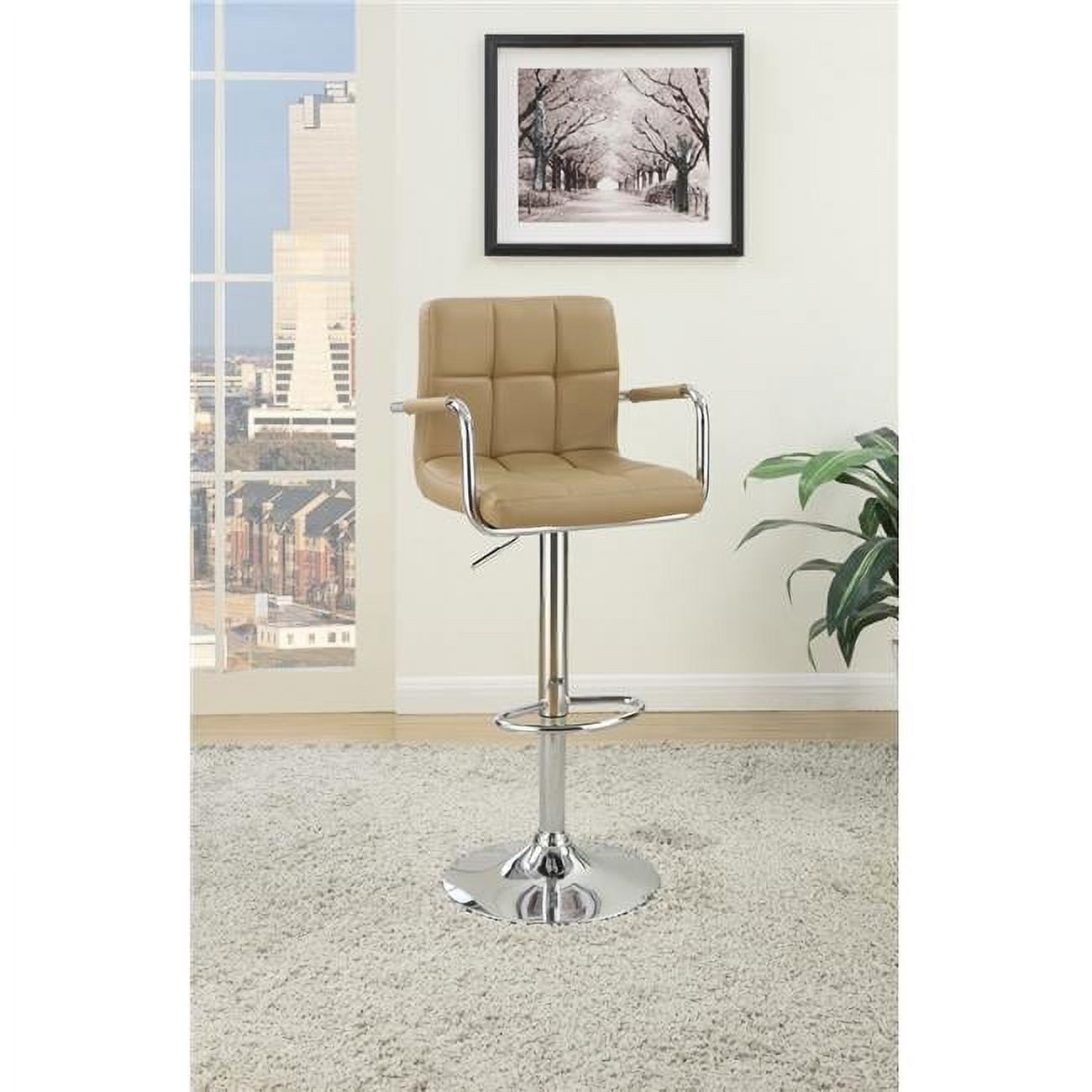 22 x 18 x 38-44 in. Adjustable Height & Swivel Barstool in Tan Brown ...