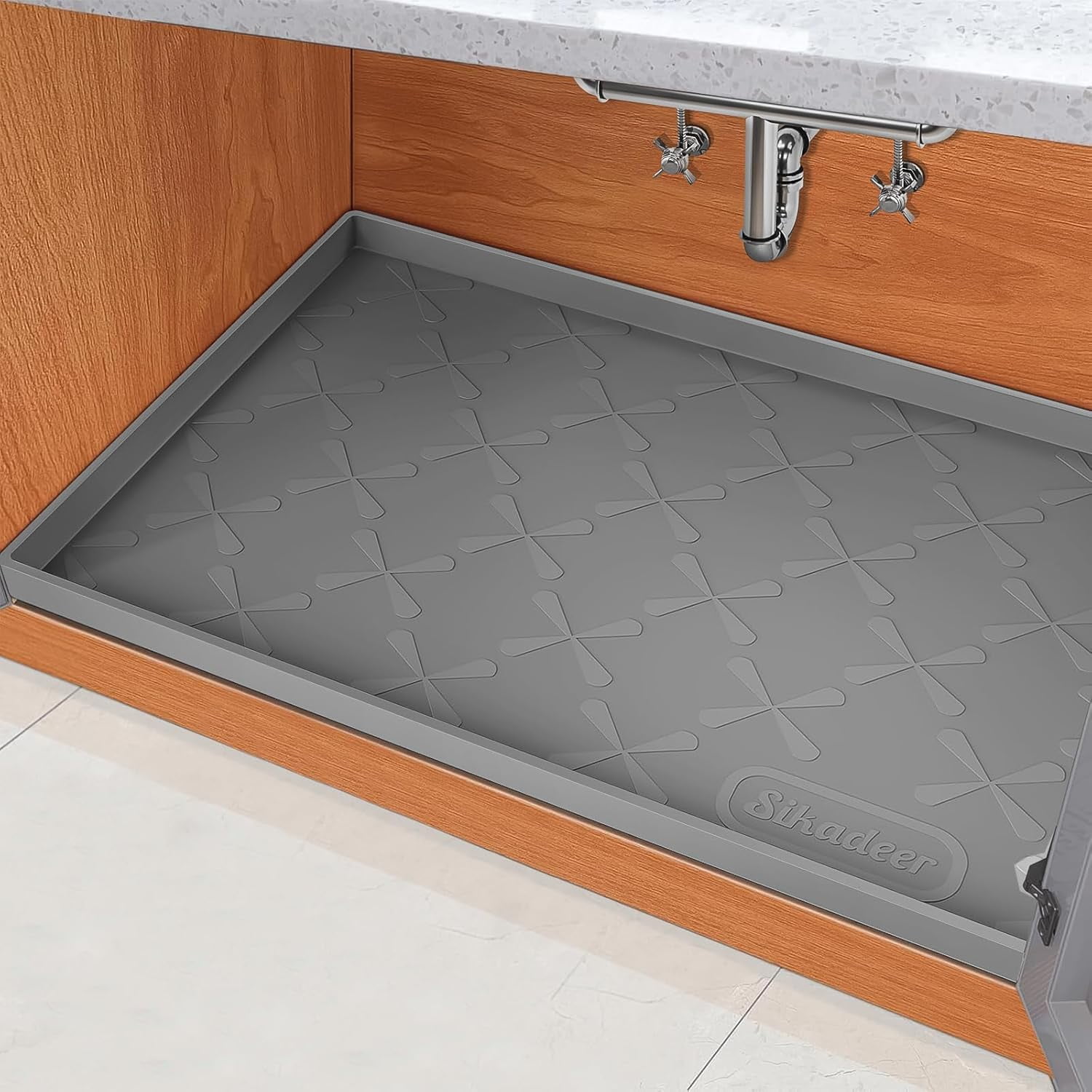 22" x 19" Under Sink Mat Waterproof, Silicone Mat Kitchen Drawer Shelf ...