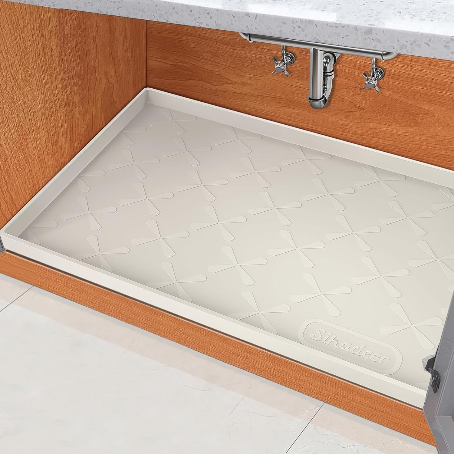 22" x 19" Under Sink Mat Waterproof, Silicone Mat Kitchen Drawer Shelf ...