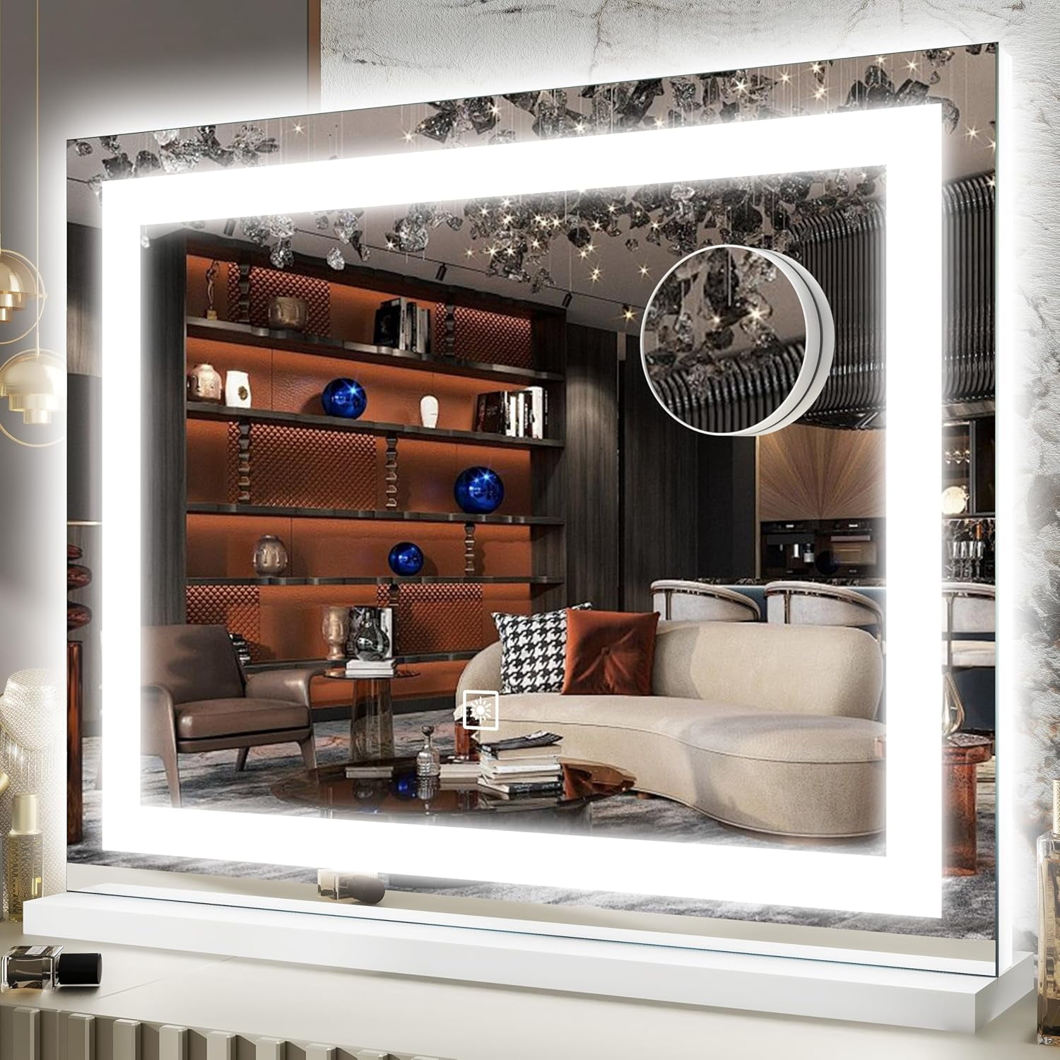 22" x 20" Vanity Mirror with Lights, Mirror,Hollywood Mirror with 3 ...