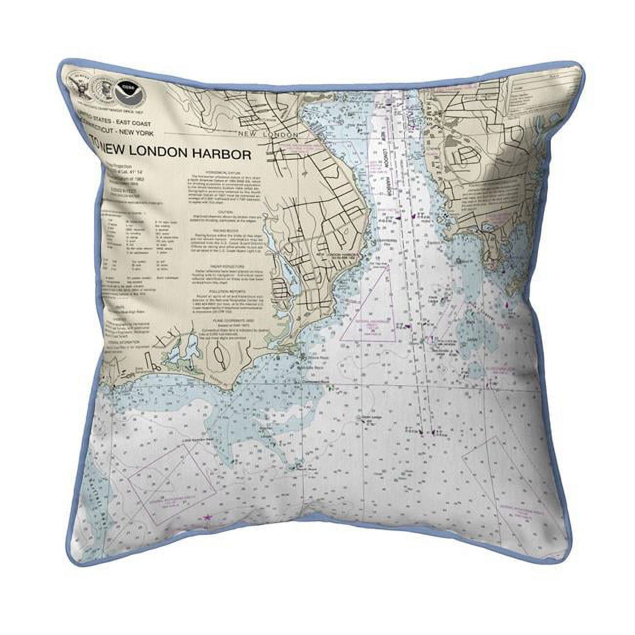 22 x 22 in. New London Harbor, CT Nautical Map Extra Large Zippered ...