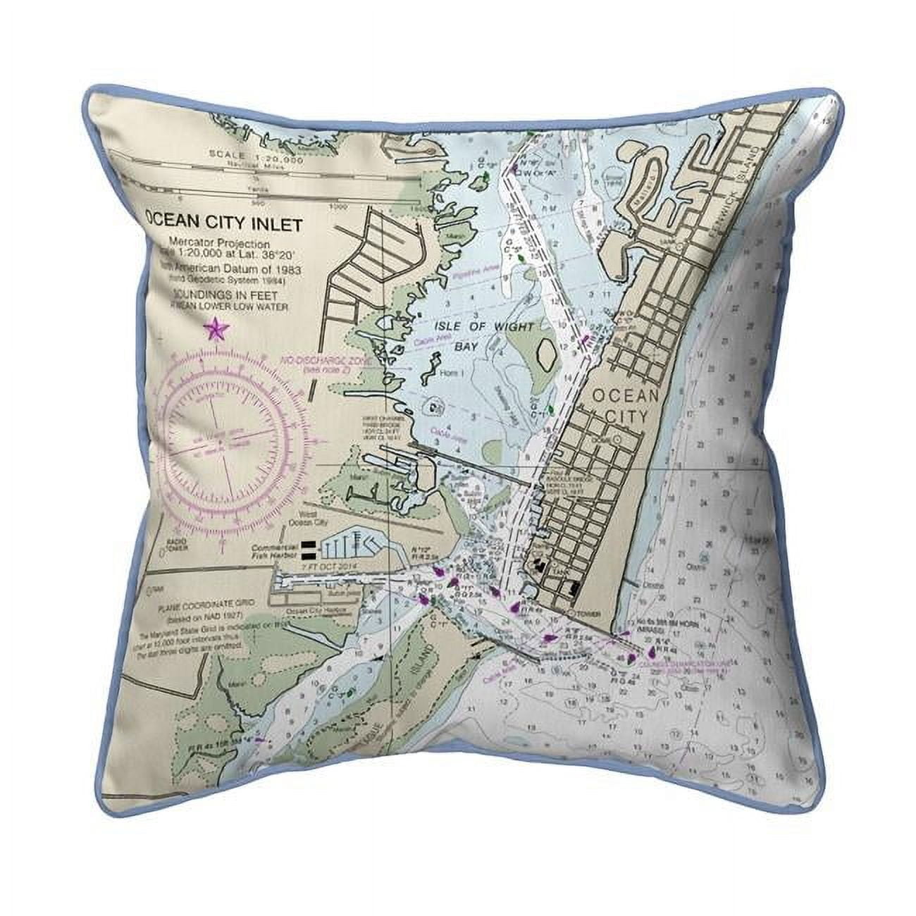 22 x 22 in. Ocean City Inlet, VA Nautical Map Extra Large Zippered ...