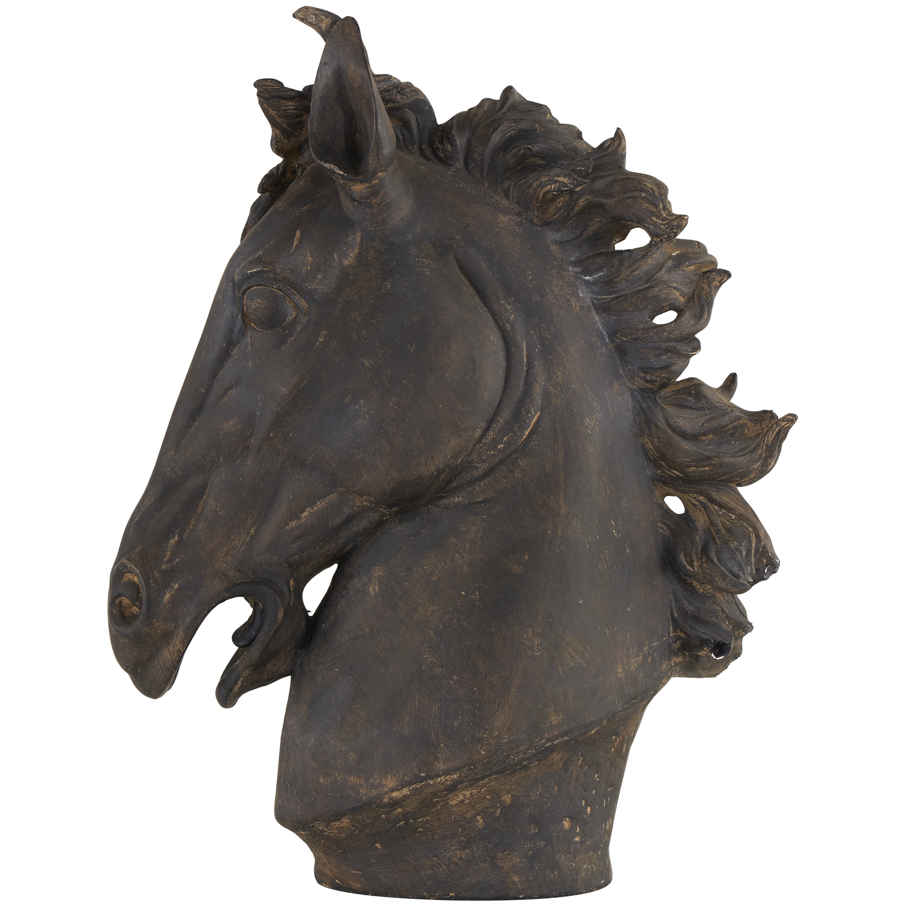 22" x 25" Brown Polystone Horse Sculpture, by DecMode - Walmart.com
