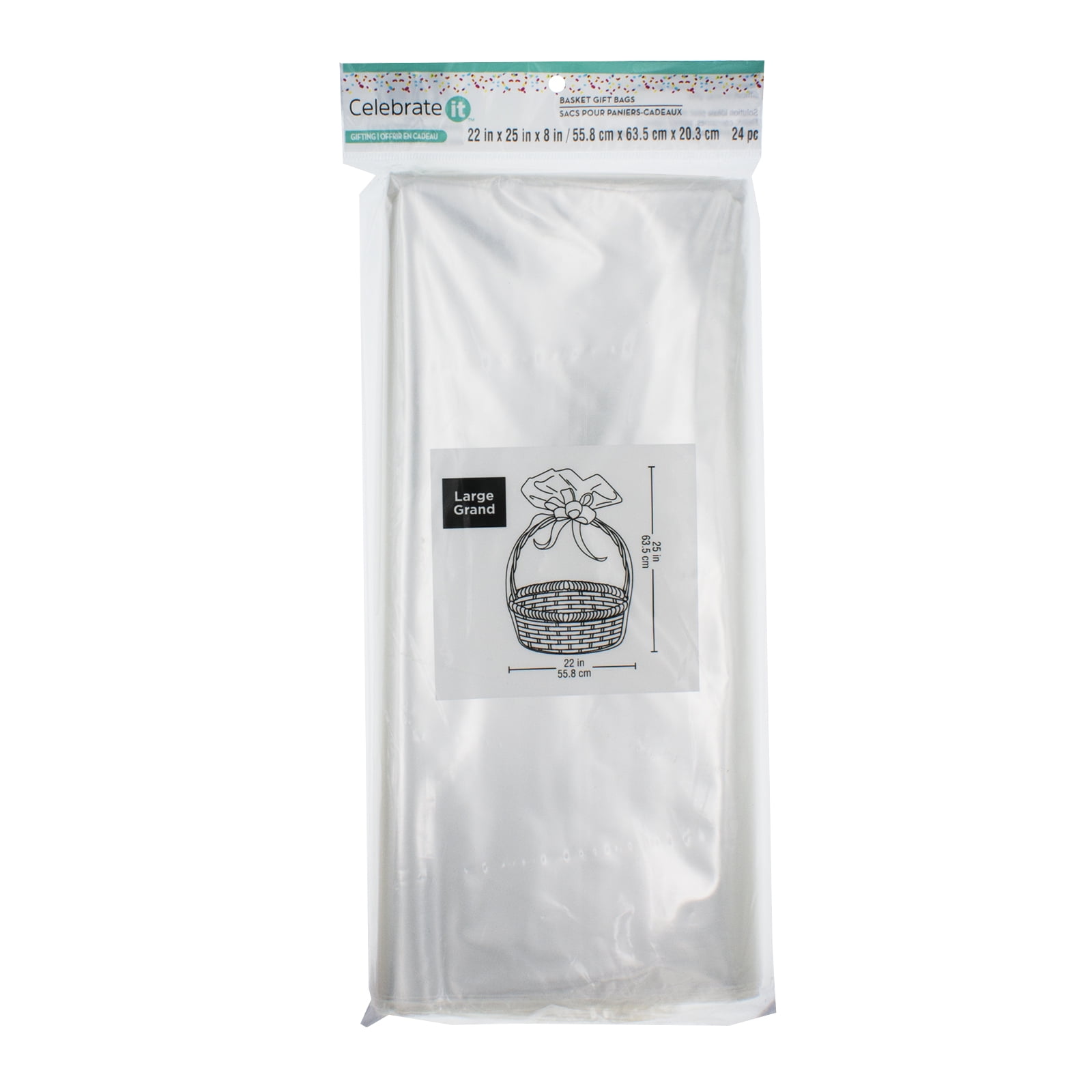 "Celebrate It™ 22"" x 25"" x 8"" Large Clear Plastic Basket Gift Bags ...