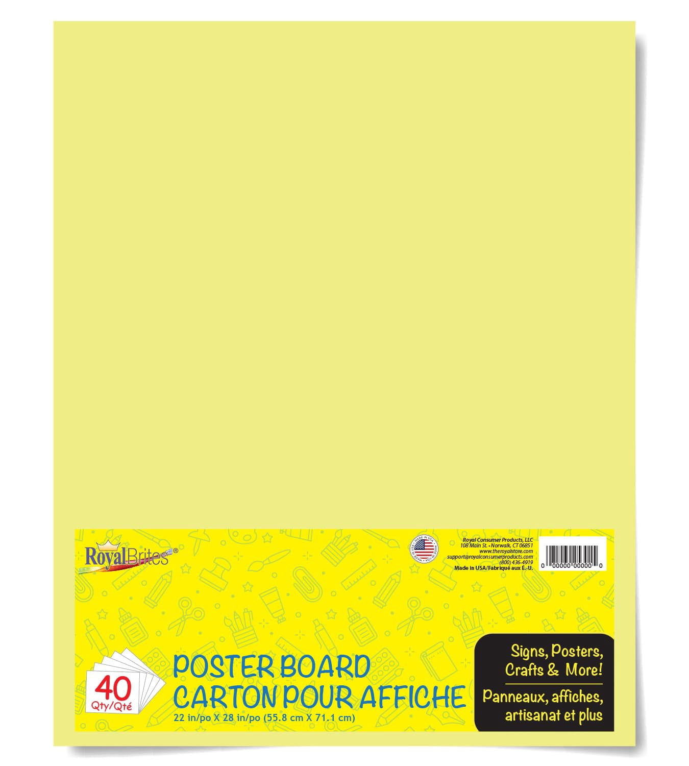 22 x 28 Inches Yellow Poster Board 40 Sheets Multipack, High Quality ...