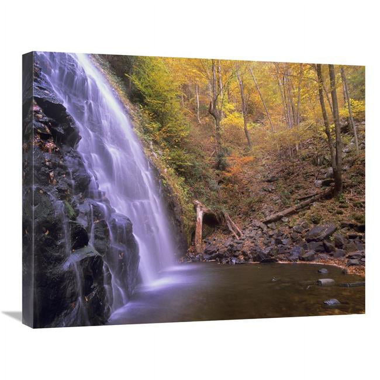 22 x 28 in. Crabtree Falls Cascading Into Stream in Autumn Forest, Blue ...