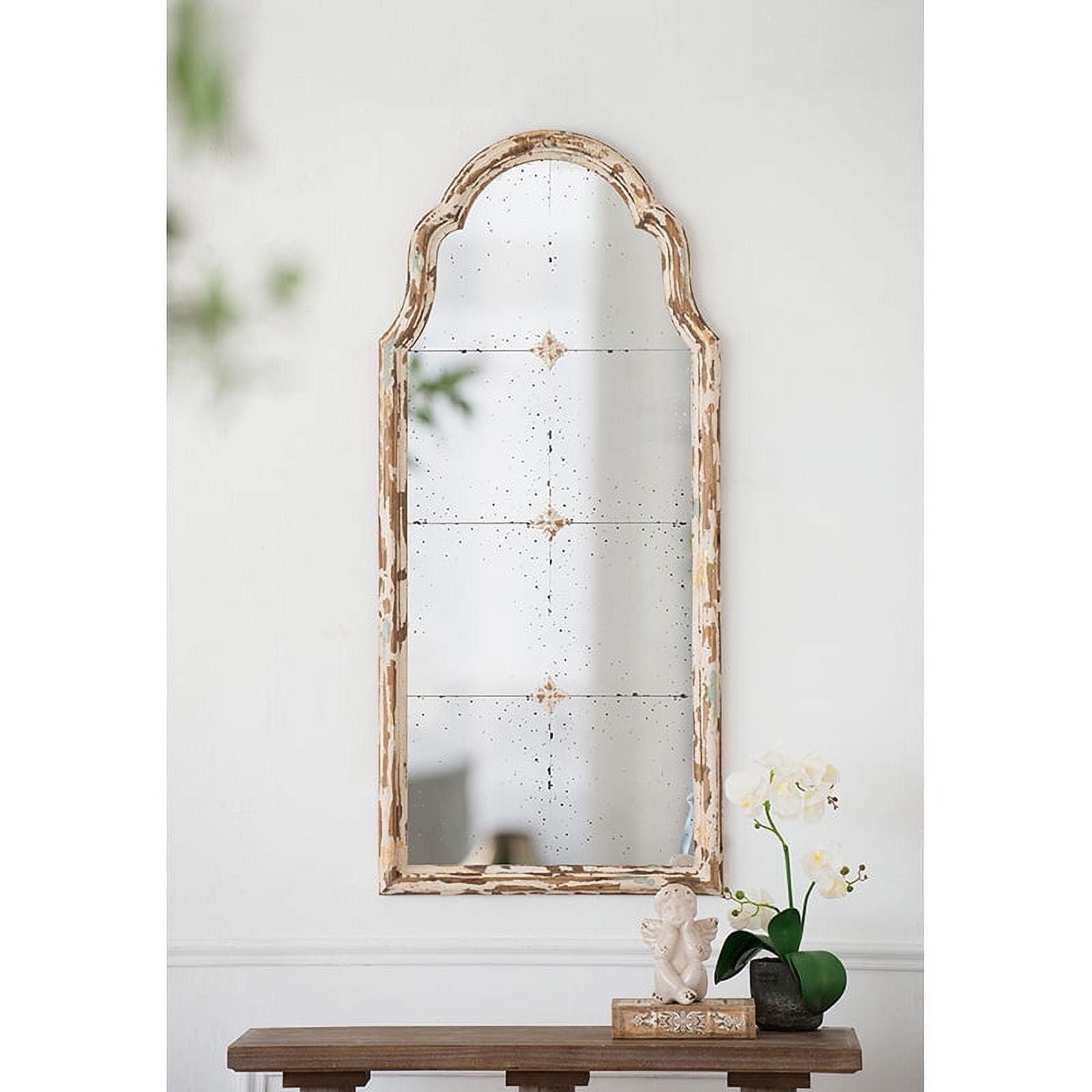 22" x 48" Large Cream & Gold Framed Wall Mirror, Wood Arched Mirror ...