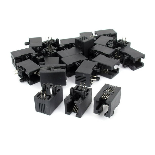 22 x PCB Mount Right Angle Pins RJ11 4P4C Modular Telephone Jack Socket Networking Cables ...