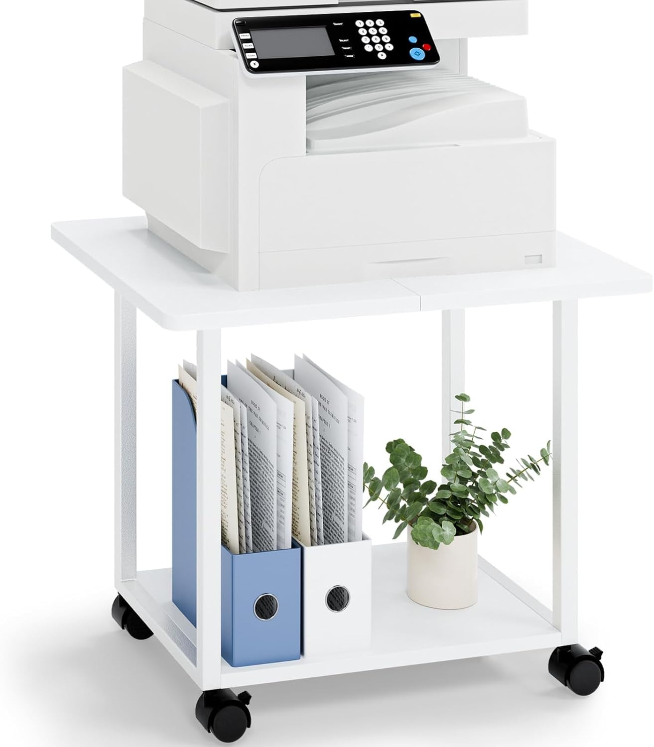 22"x15.75" Large Under Desk Printer Stand with Storage Shelf 2-Tier ...