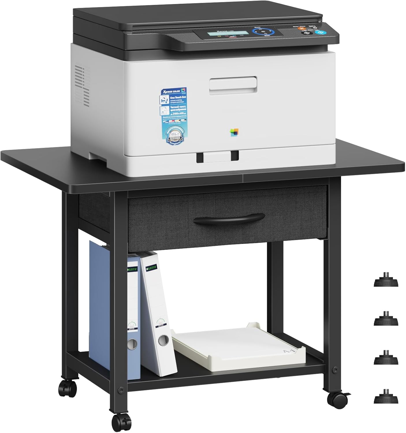 22"x15" Large Printer Stand with Storage Drawer, 2-Tier Under Desk ...