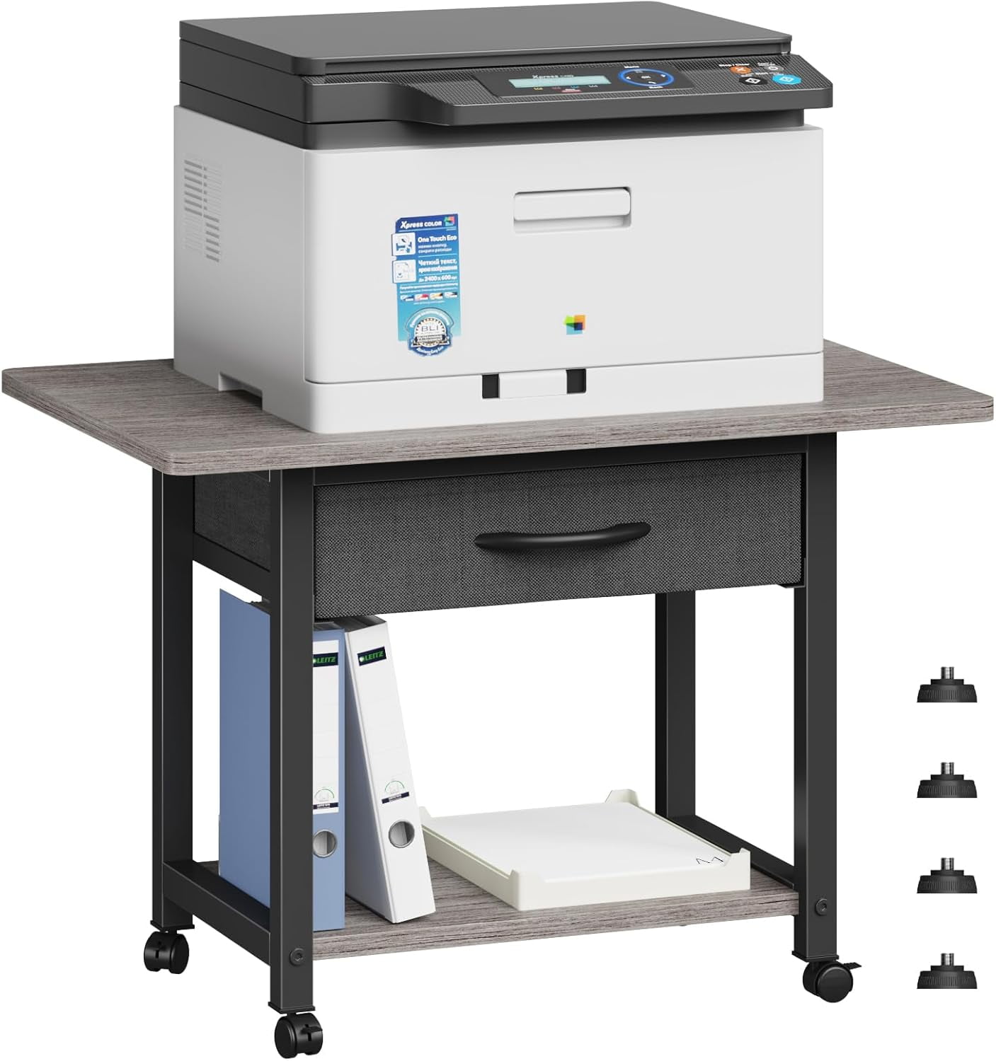 22"x15" Large Printer Stand with Storage Drawer, 2-Tier Under Desk ...