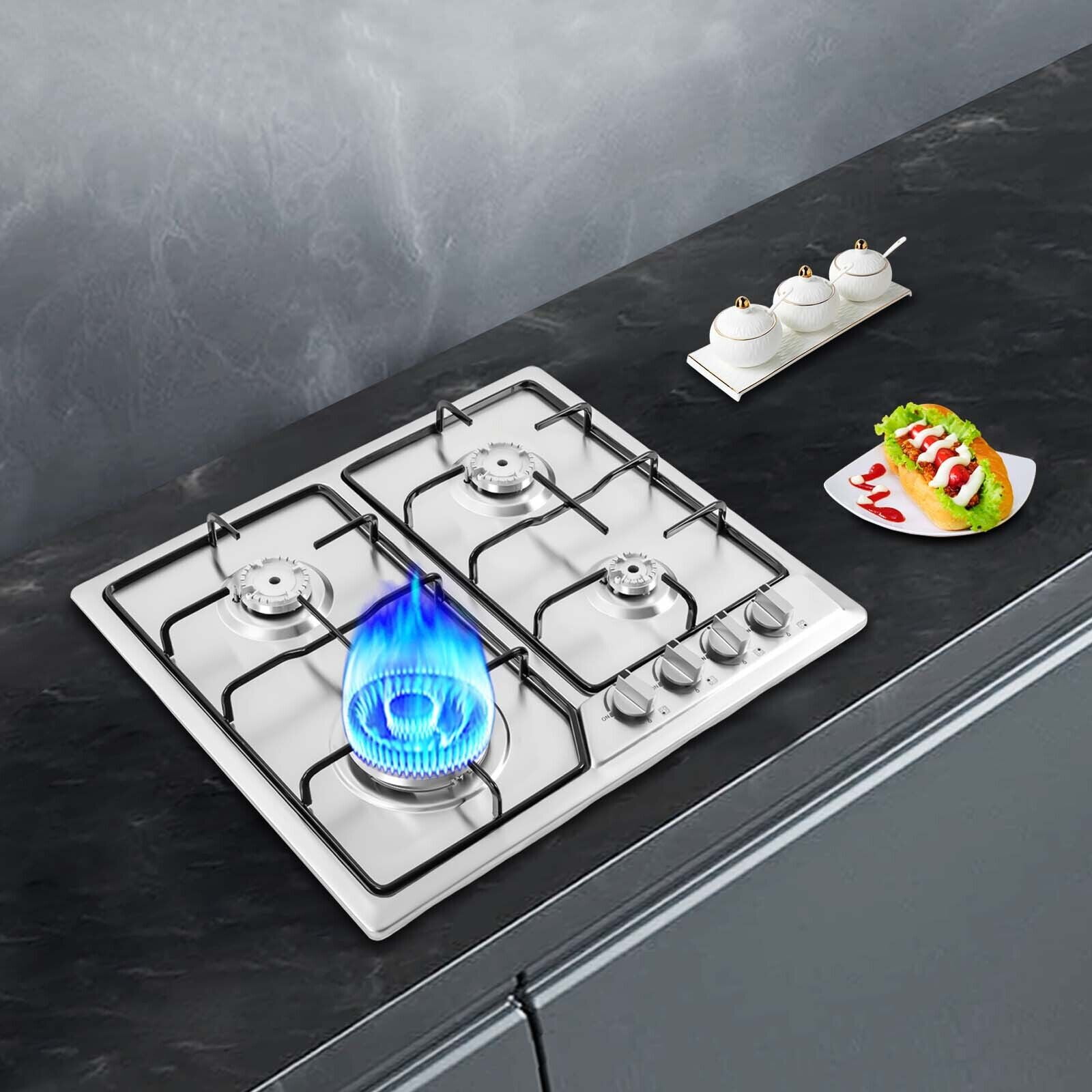 22″x20″ Built in Gas Cooktop 4 Burners Stainless Steel Stove NG/L-P-G ...
