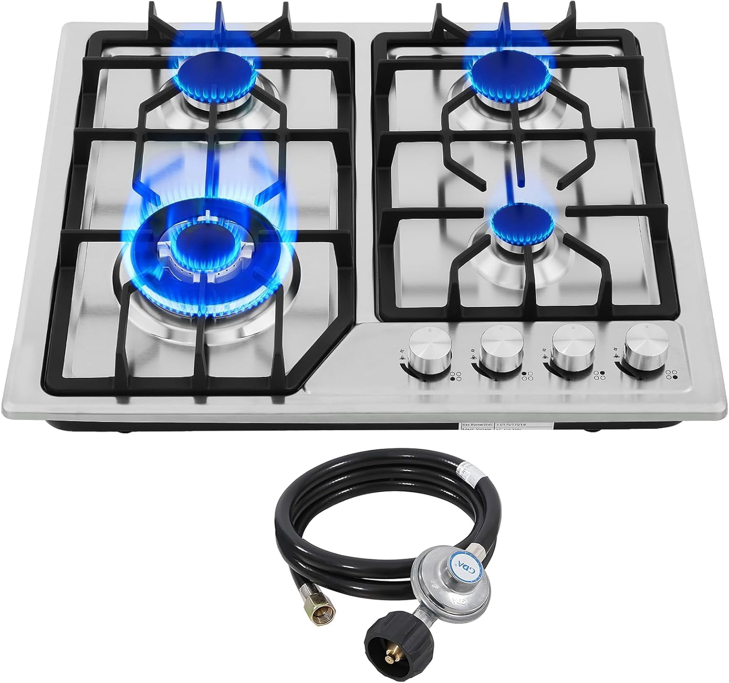 22″x20″ Built in Gas Cooktop 4 Burners Stainless Steel Stove with NG ...