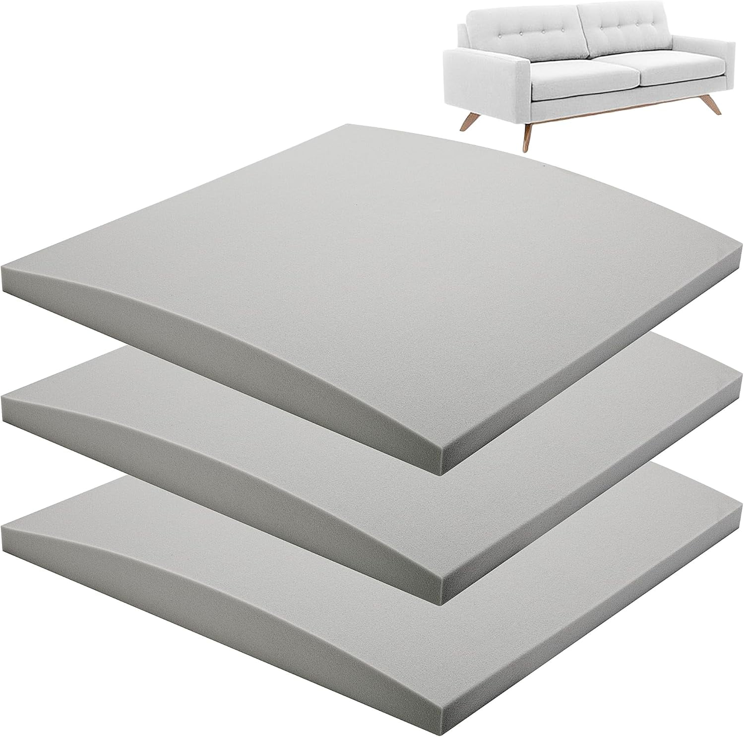 22"x22" Couch Cushion Support, Grey Sofa Cushion Sagging Repair, Curved ...