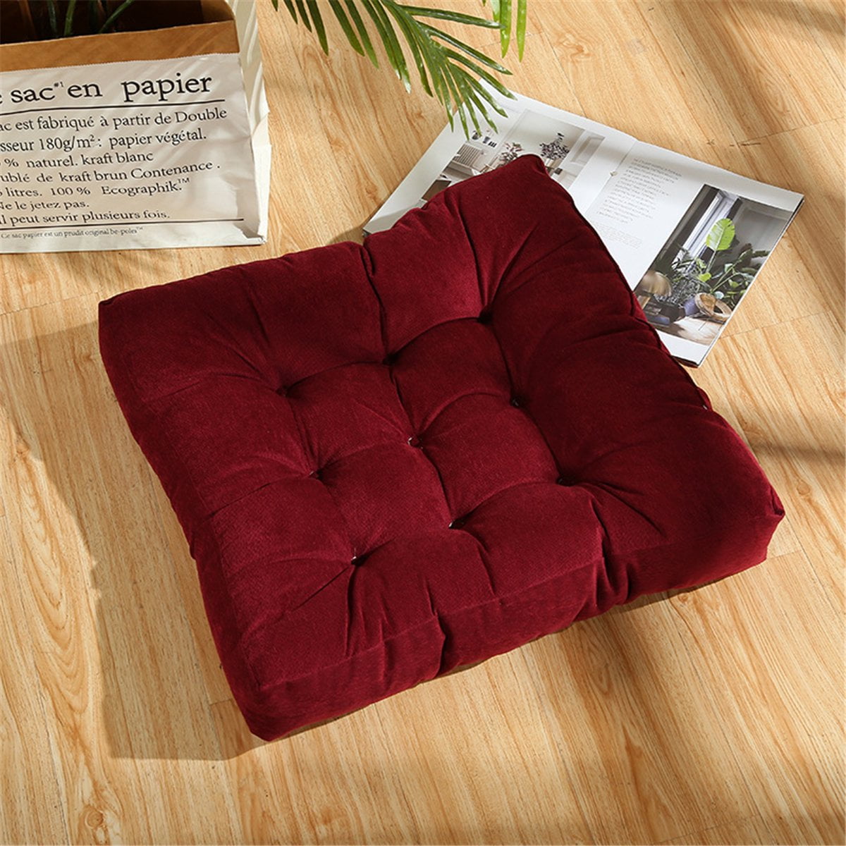 22"x22" Square Tufted Floor Pillow, Pet Floor Pillow, Pillow Solid ...