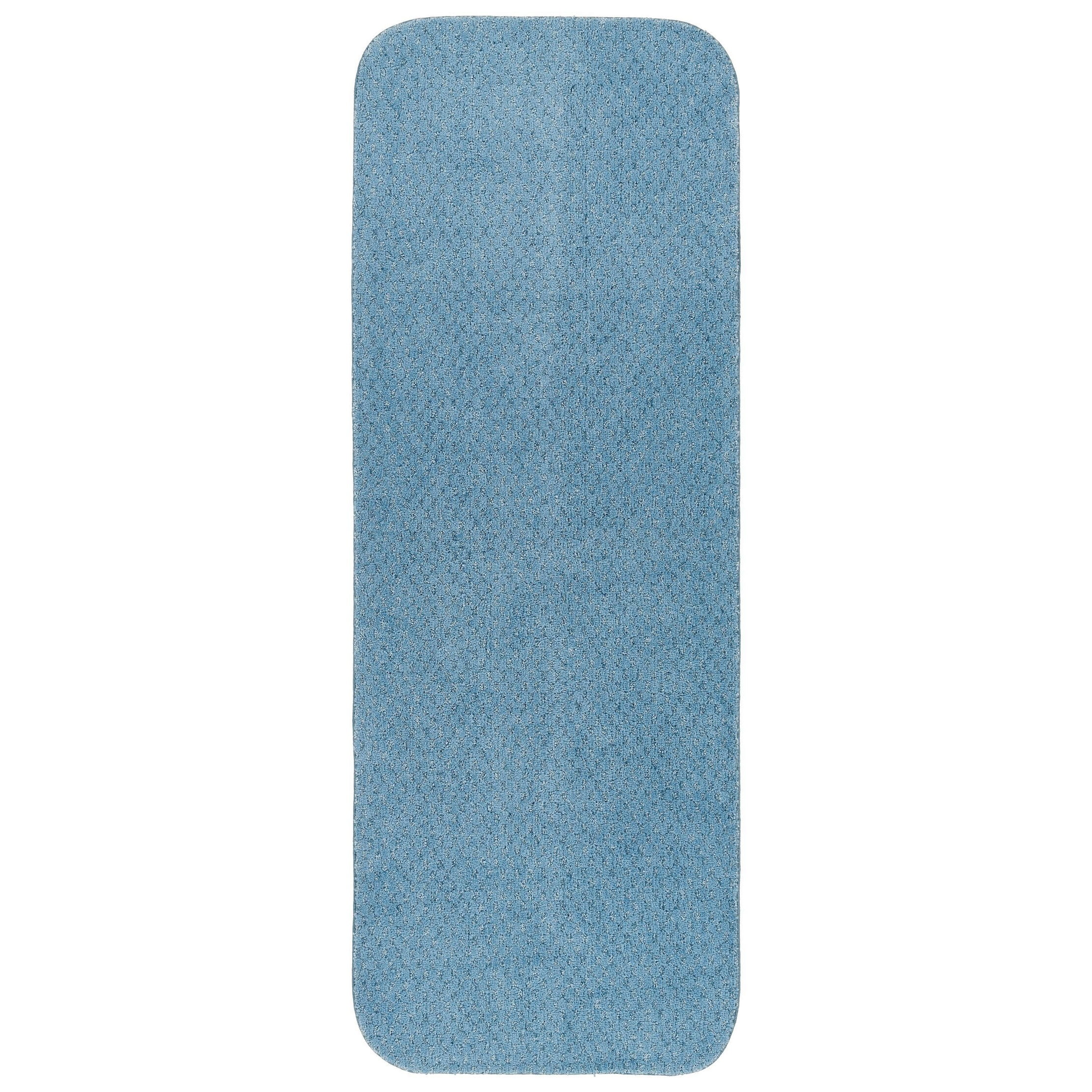 22"x60" Nylon Washable Bath Rug Runner Basin Blue: Machine Made, Tufted ...