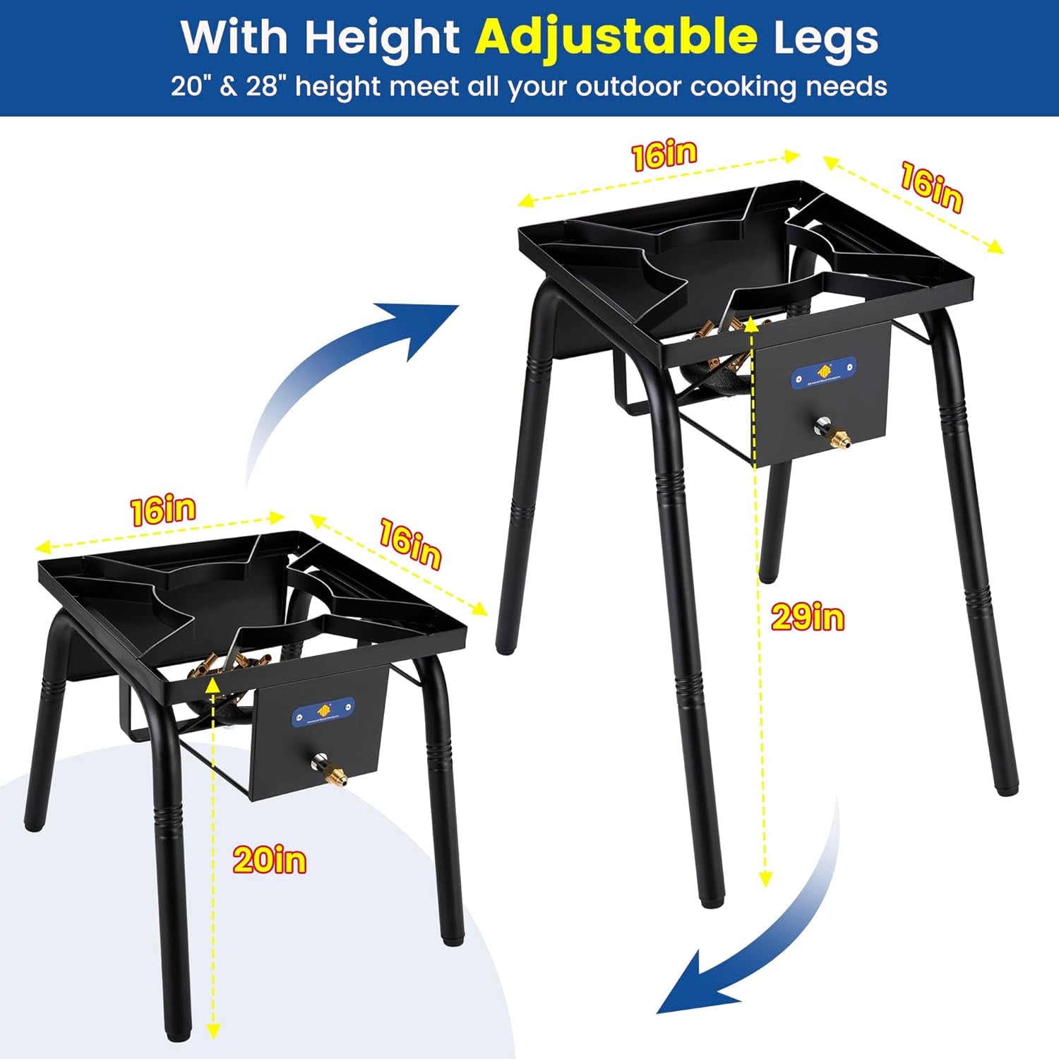220,000 BTU Propane Burner for Outdoor Cooking w/Jet Burner, Single Burner Propane Stove Gas ...