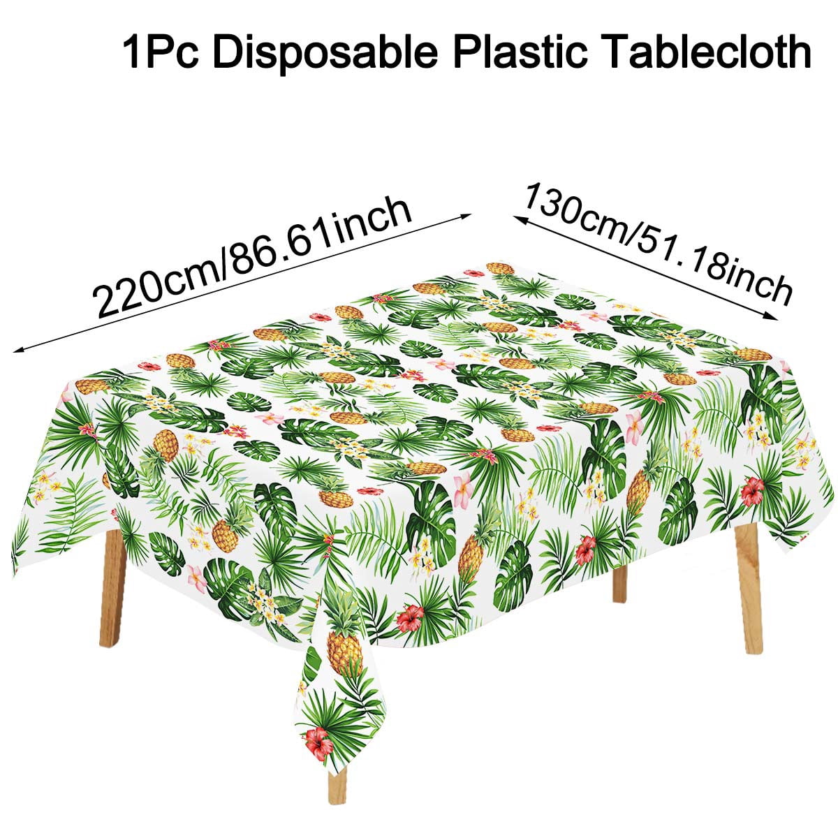 220*130cm Hawaii Tablecloth Plastic Tropical Pineapple Table Cover ...
