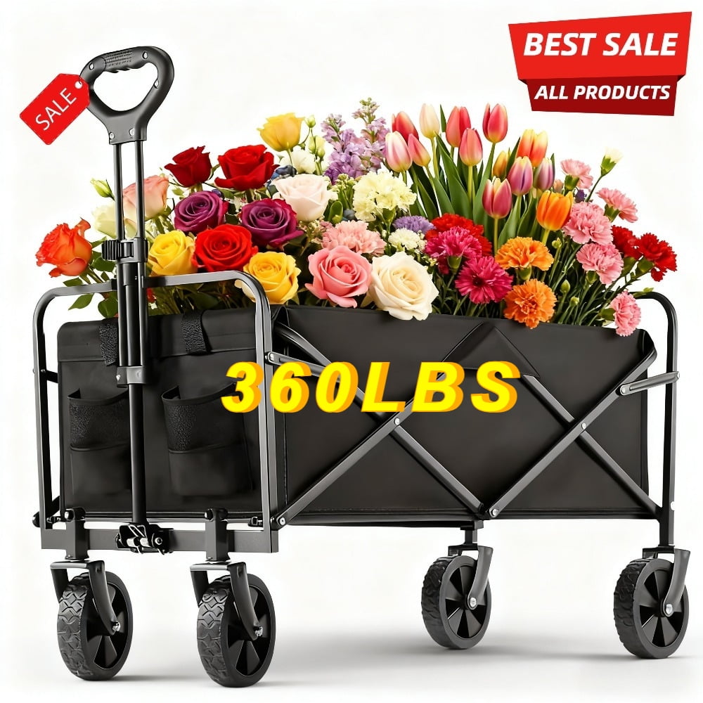220/360/480LB Foldable 4-Wheel Hand Cart - Heavy-Duty All-Terrain ...