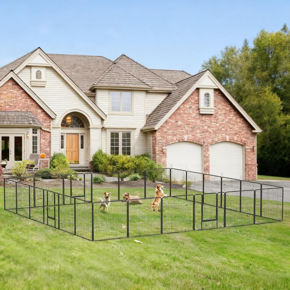 220.5" L x 157.5" W x 31.5" H (7 x 5 Panel) 24 Panel Dog Playpen with ...