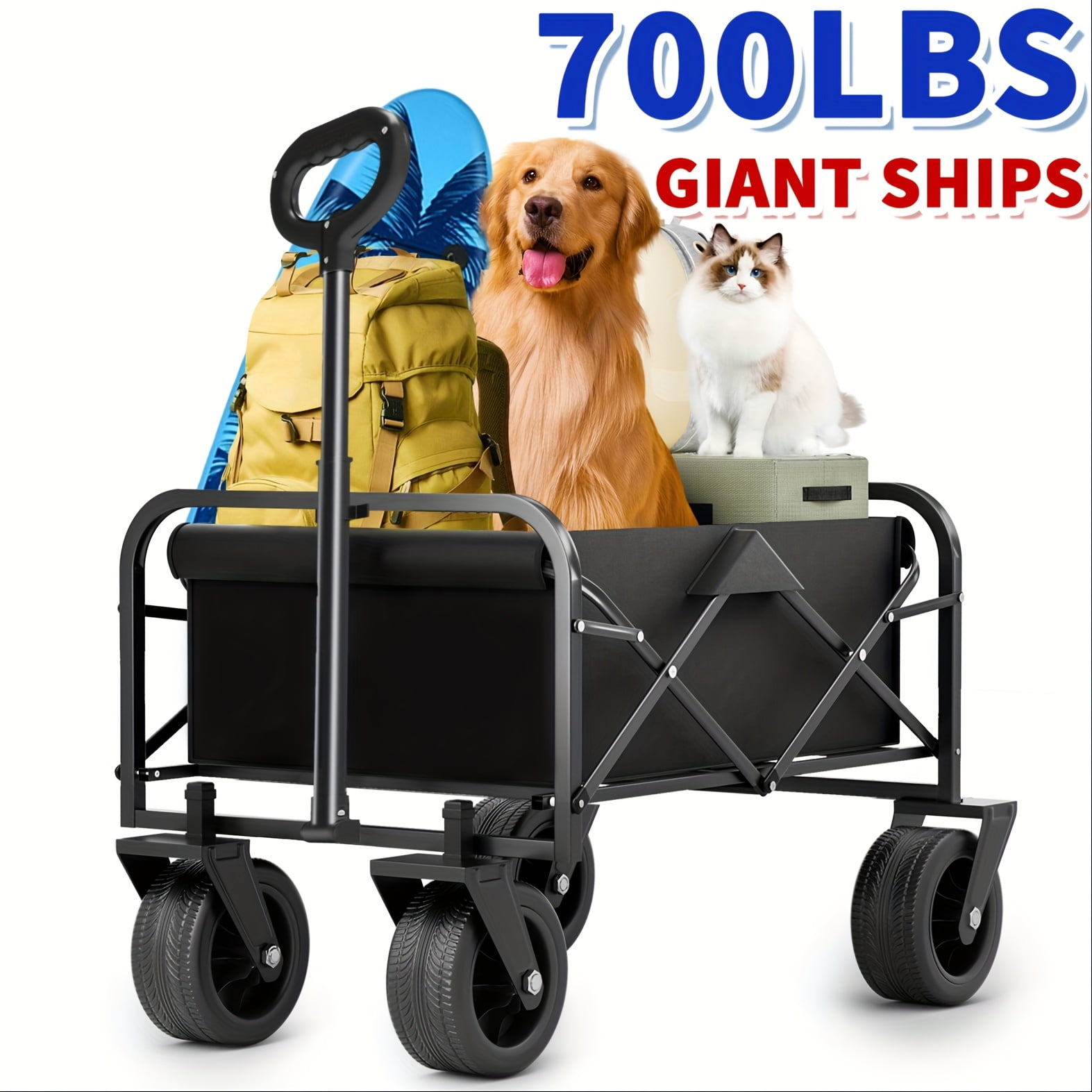 220-700lbs Heavy Duty Multi-Functional Folding Garden Handcart, All ...