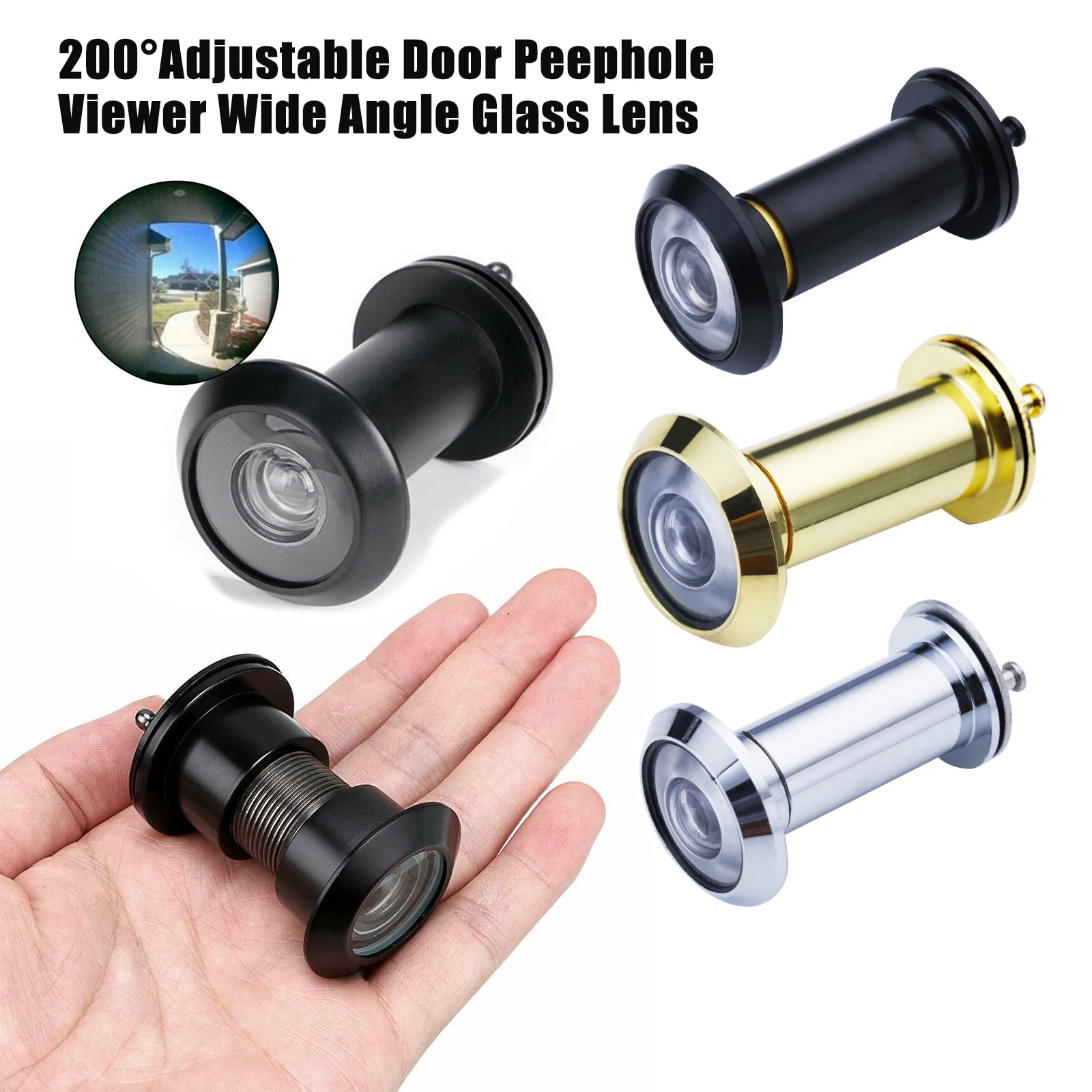220 Degree Adjustable Door Peephole Viewer Wide Angle Eye Spy Sight ...