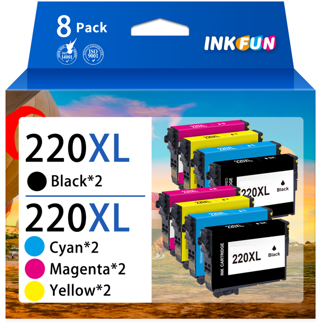 220XL Ink for Epson 220 Ink Cartridges for Epson Ink 220 (Black Cyan ...
