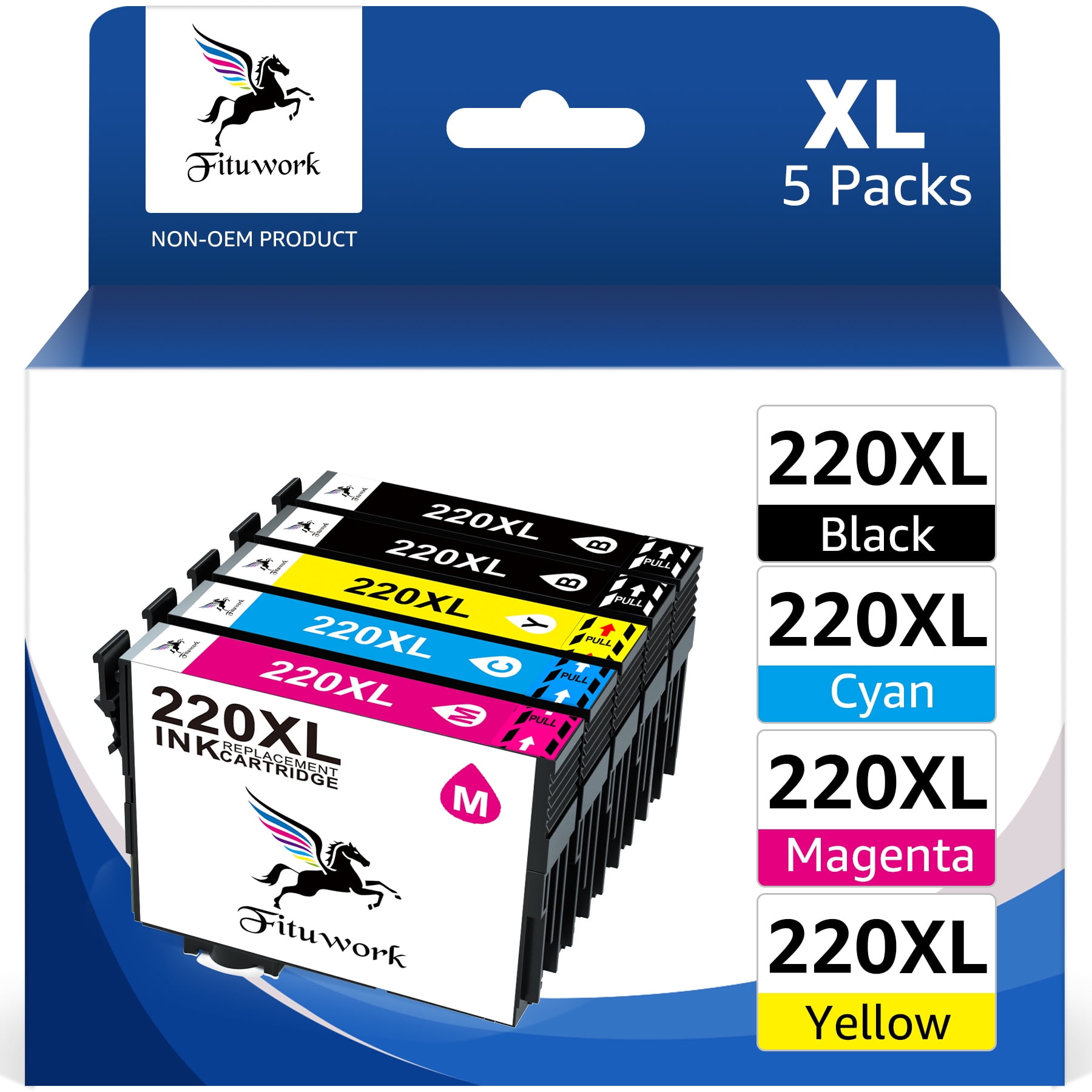 Epson 220XL Compatible Ink Cartridges 5-Pack for Workforce and XP ...