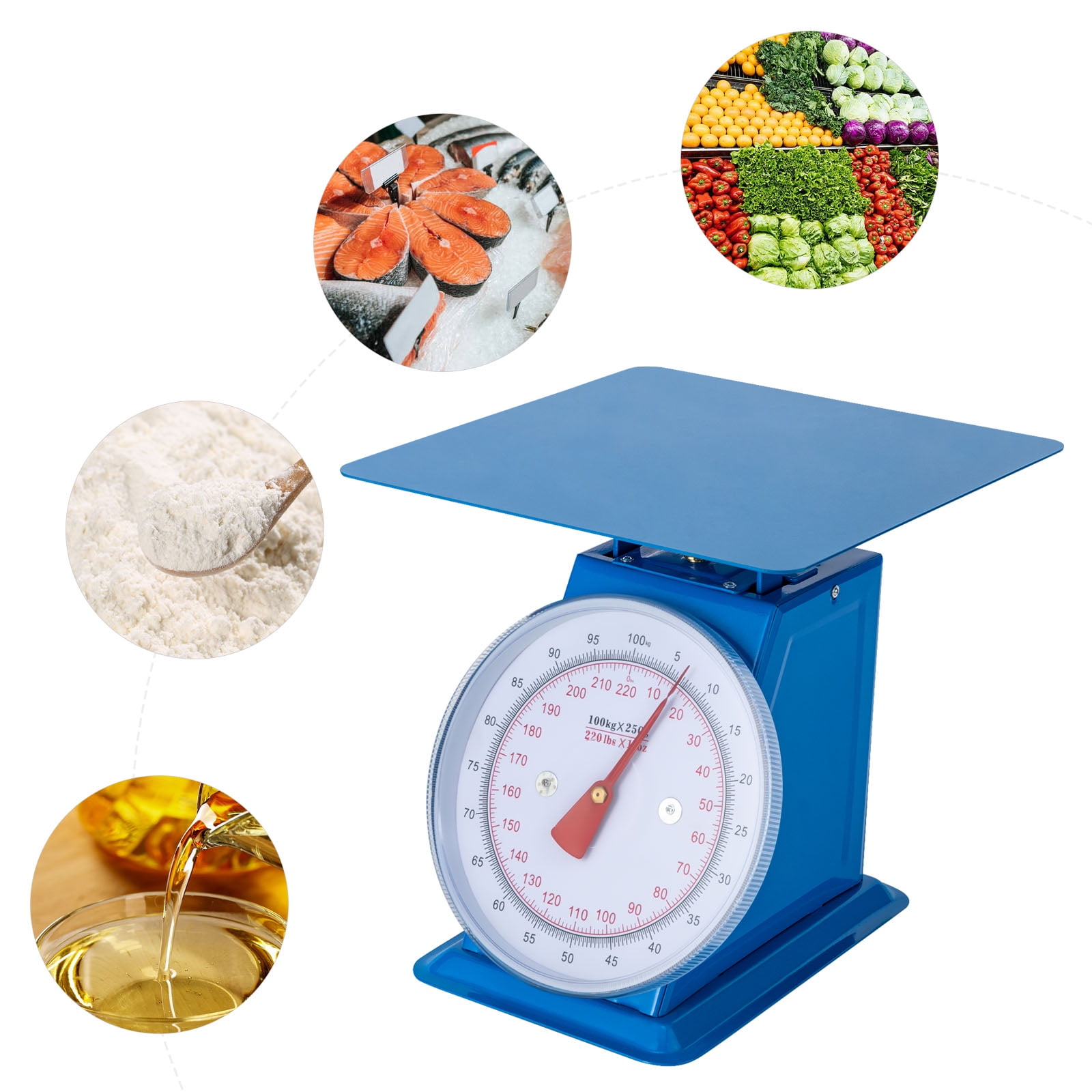 220-LBS Blue Heavy Duty Portion-Control Mechanical Dial Scale ...