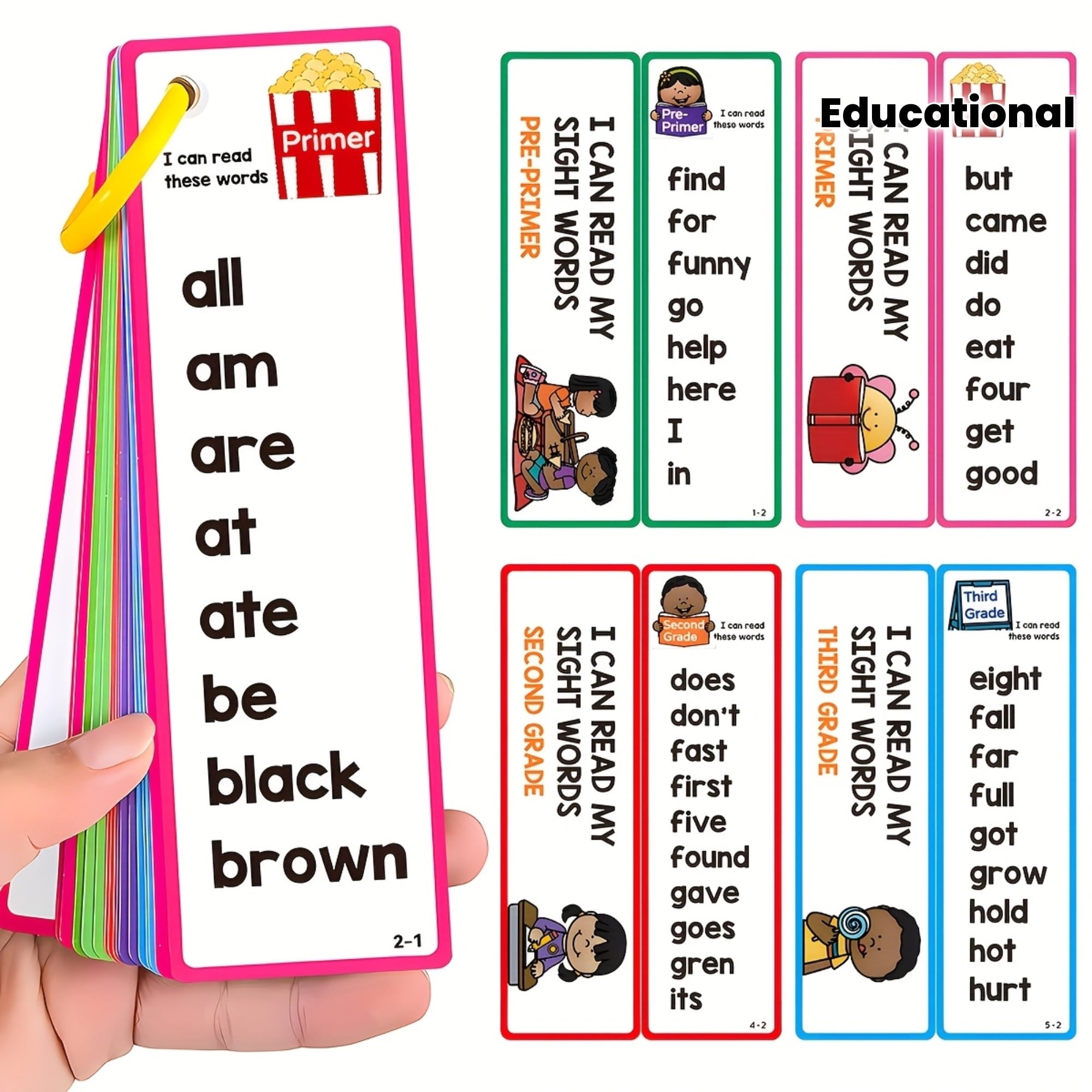 220 Sight Words Flashcards, High Frequency 220 Words - English Learning ...