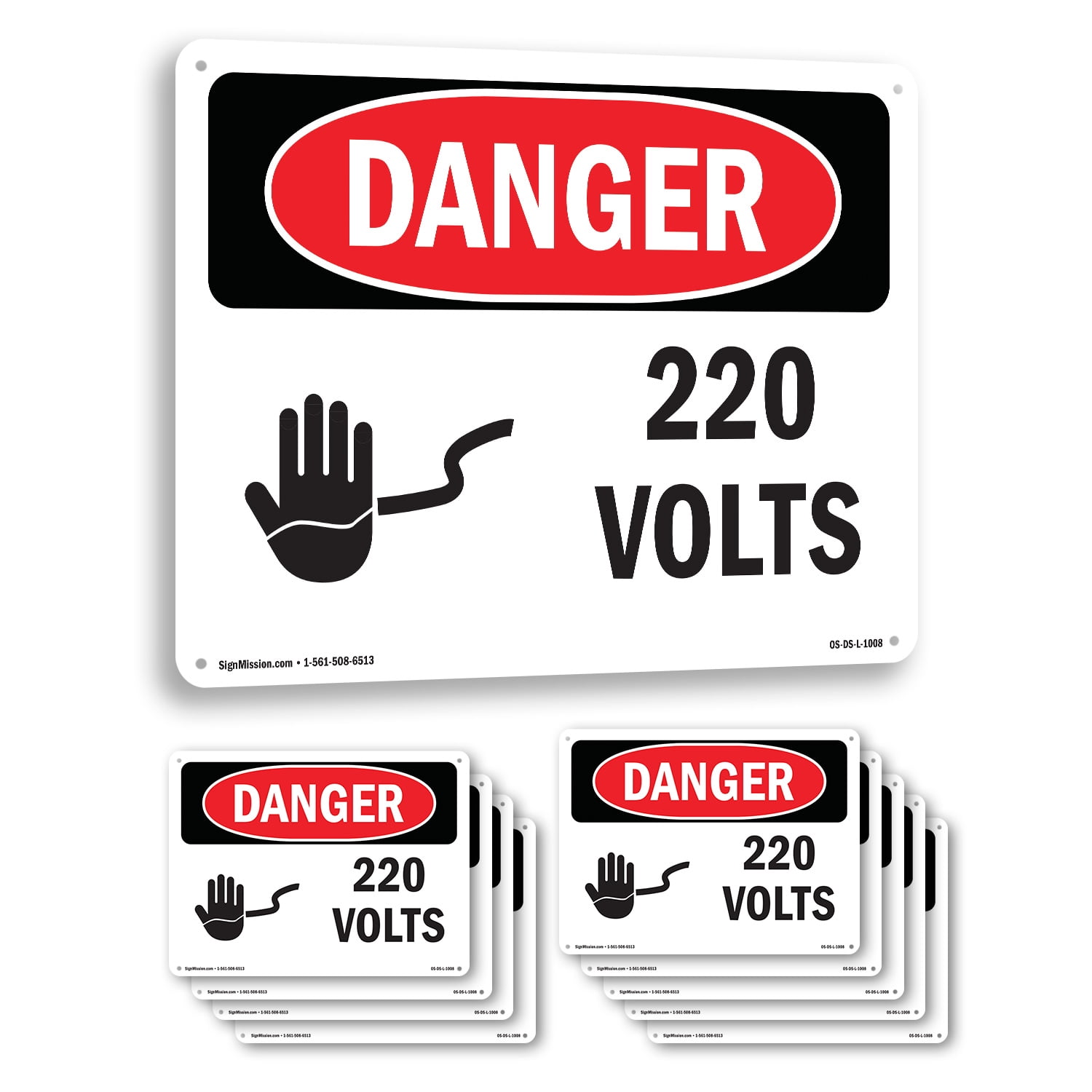 220 Volts OSHA Danger Aluminum Sign 10 Inch x 7 Inch - 10 Pack ...