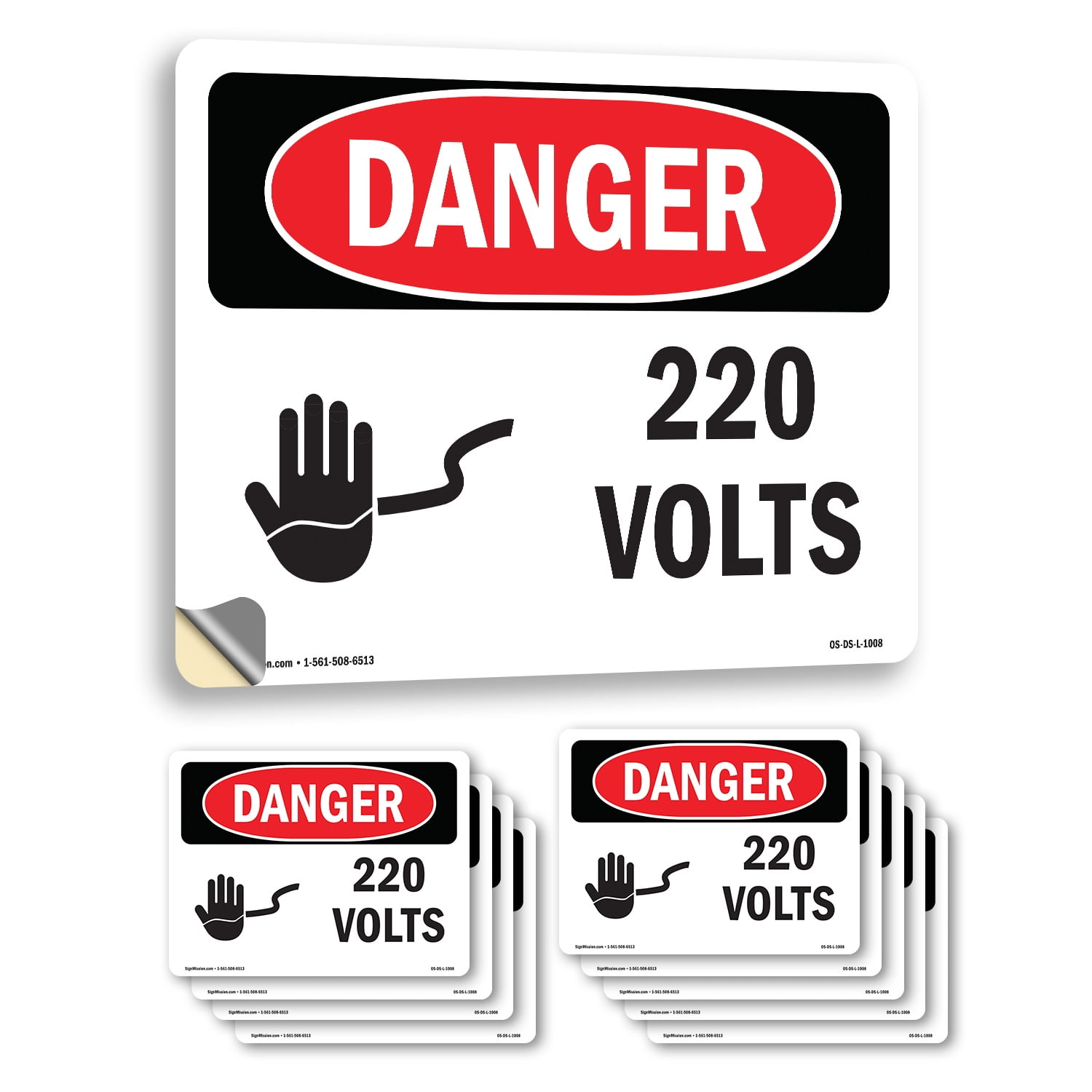 220 Volts OSHA Danger Vinyl Decal Label 5 Inch x 3.5 Inch - 10 Pack ...